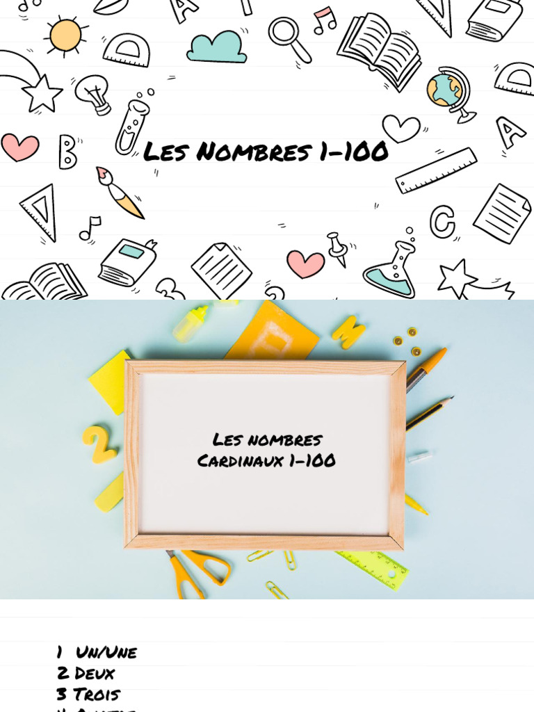 Nombres cardinaux et ordinaux 1-100 | PDF