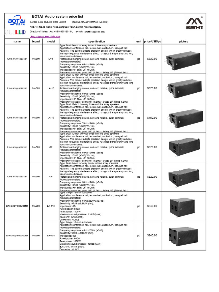 Audio System Price List 2025 | PDF | Loudspeaker | High Frequency