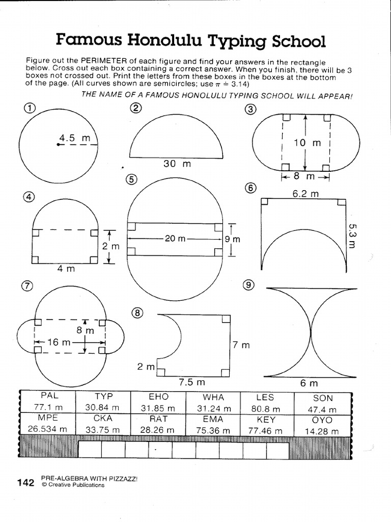 Circumference Practice Perimeter Option 2 | PDF