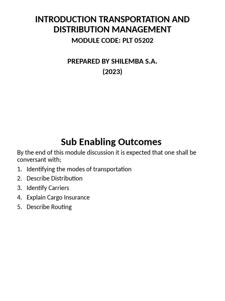 Transportation and Distribution Management | PDF | Transport | Bill Of ...