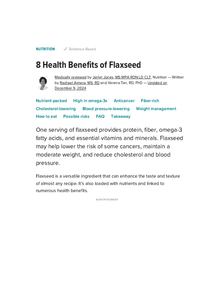 Flaxseed - 8 Health Benefits and How To Eat | PDF | Dietary Fiber ...