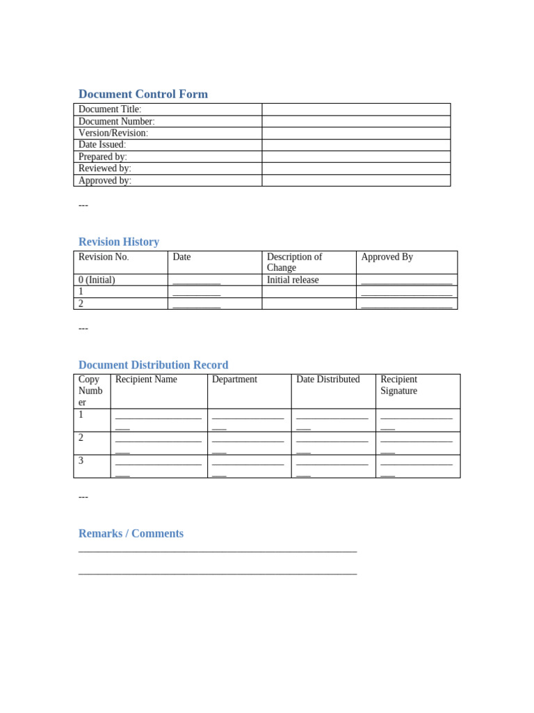 Document Control Form Template | PDF
