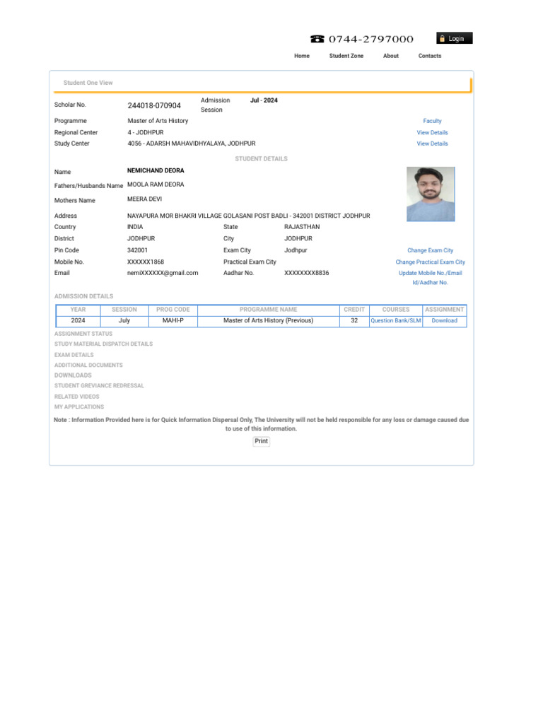 M.A. History Student One View VMOU | PDF