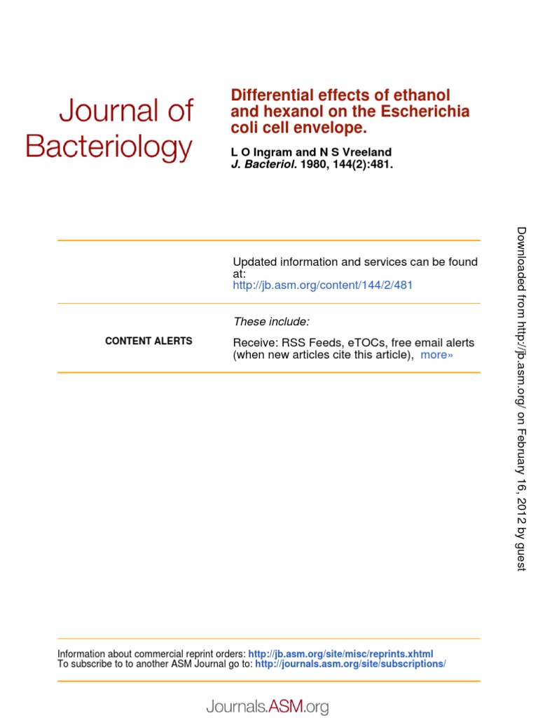 J. Bacteriol.-1980-Ingram-481-8 | PDF | Alcohol | Cell Membrane