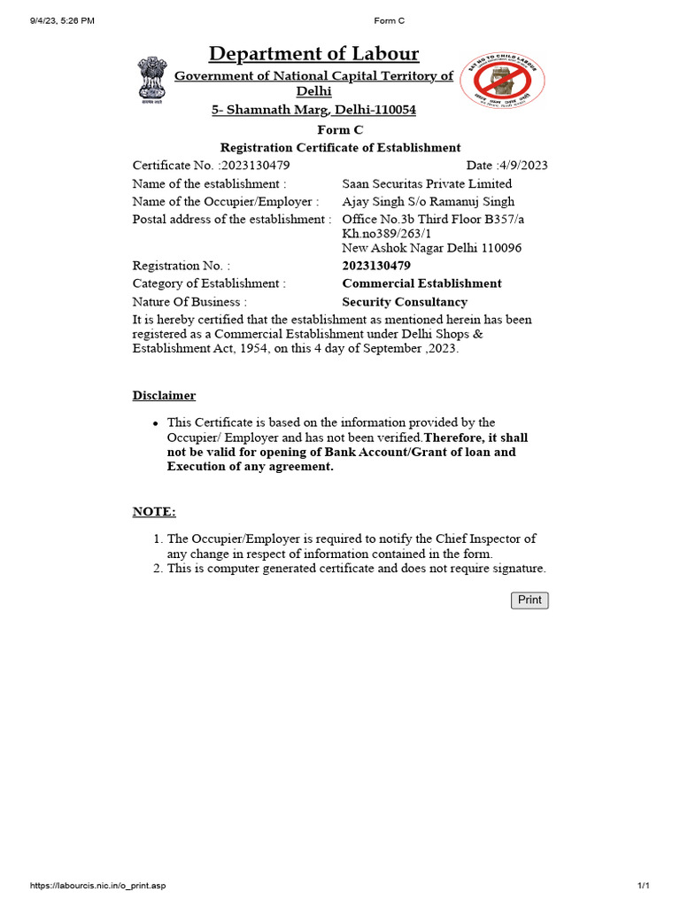 7-Registration Certificate of Establishment | PDF
