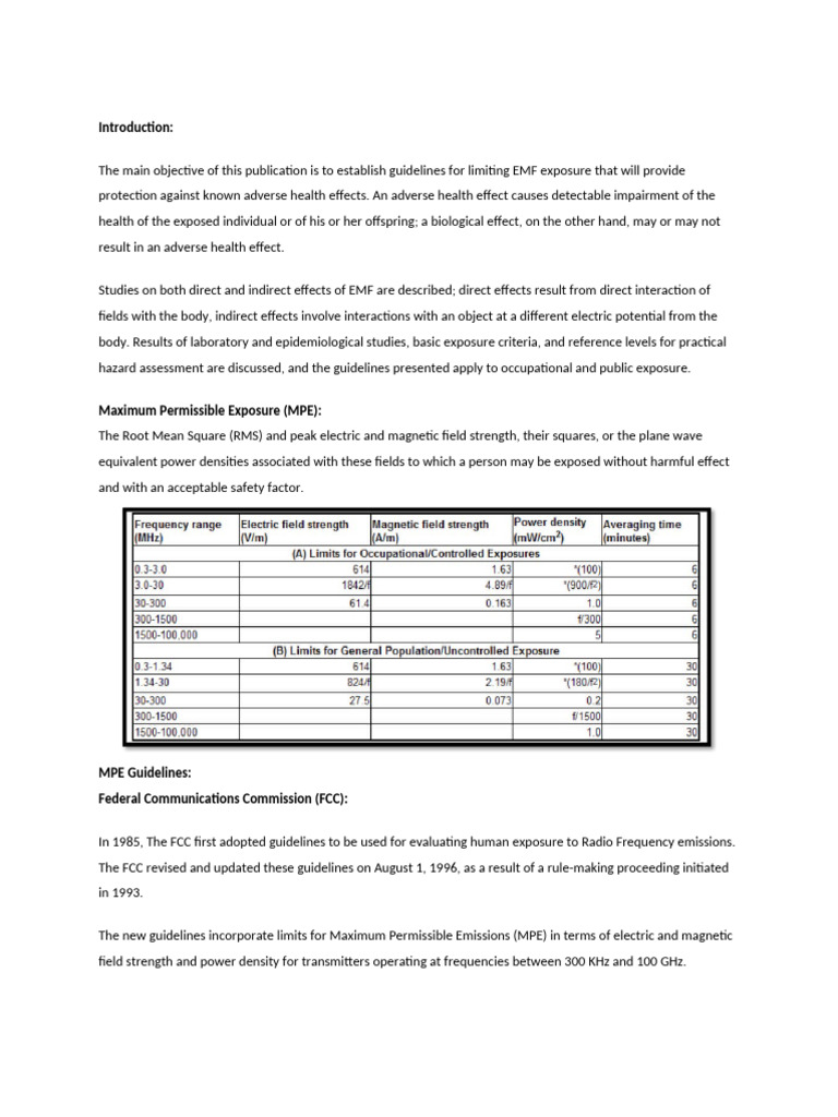 EMF Exposure Guidelines and MPE Limits | PDF | Antenna (Radio ...