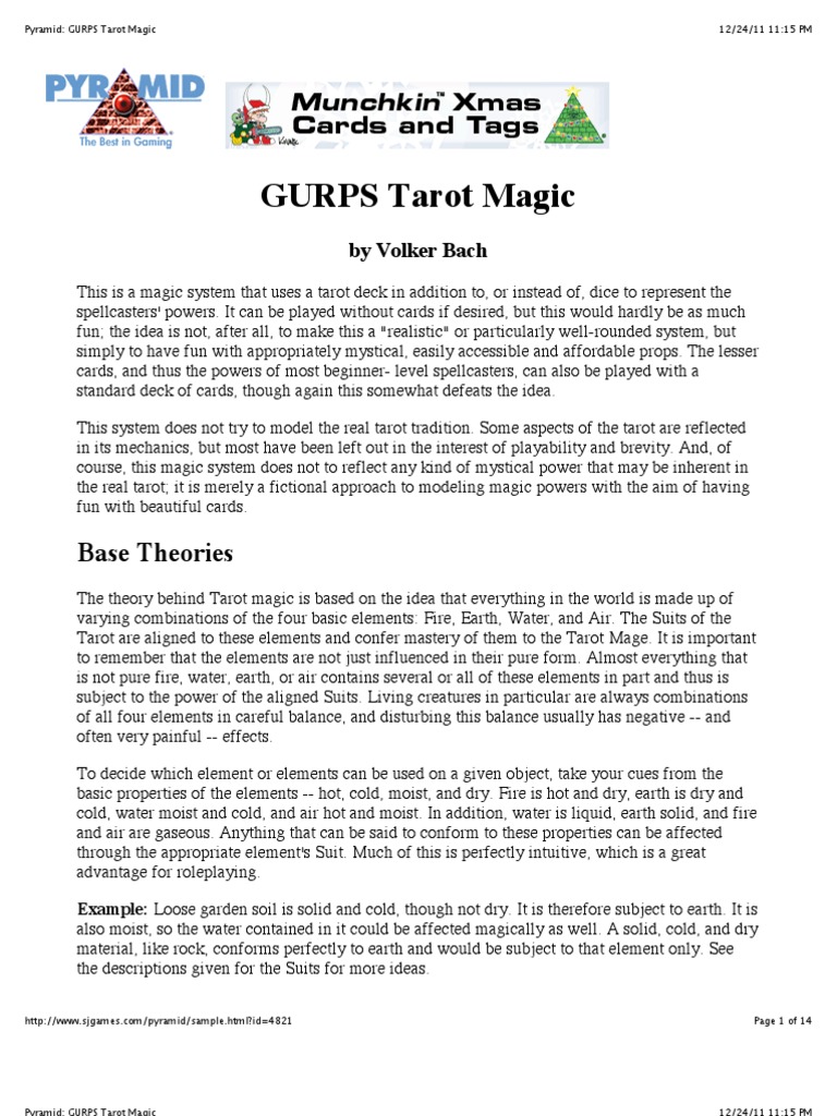 Gurps Tarot Magic | PDF | Playing Cards | Magic (Paranormal)