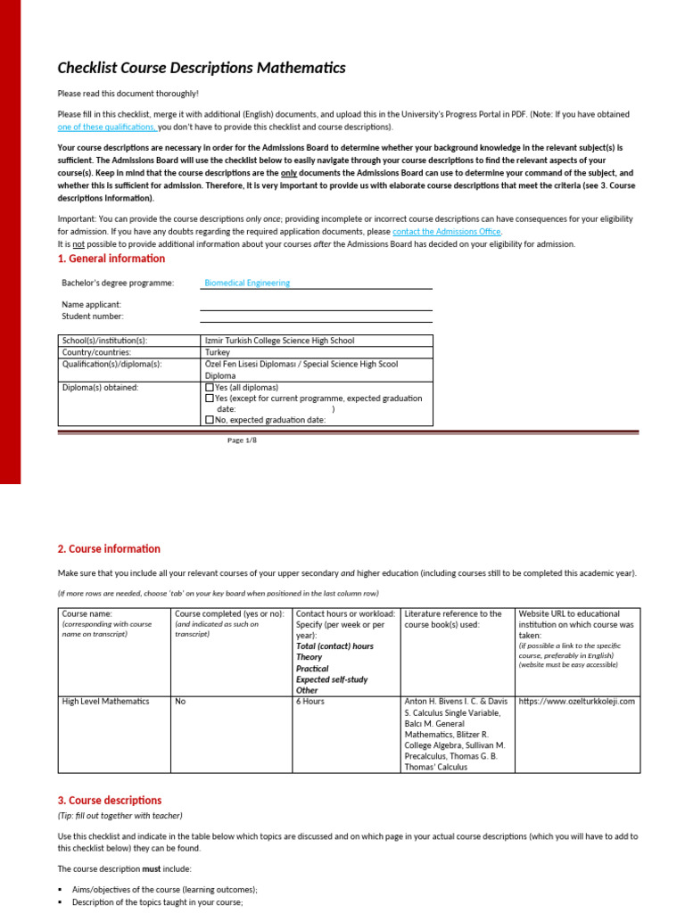 2025 2026 Checklist Course Descriptions Mathematics | PDF | Geometry ...