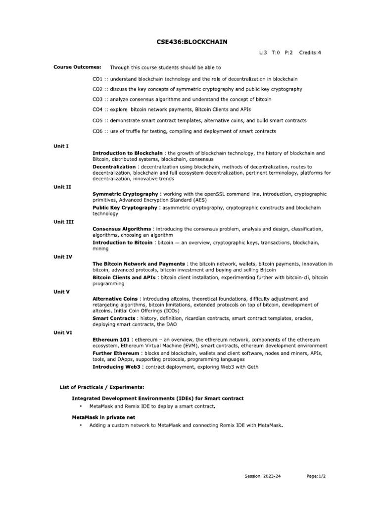 Cse 436 Blockchain | PDF