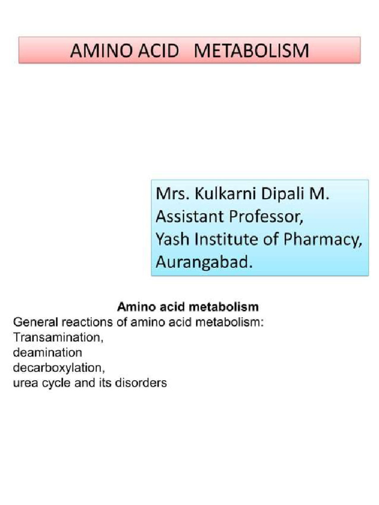 module _3 amino acid metabolism | PDF
