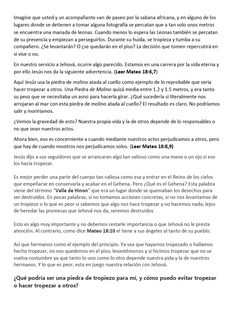Procuremos No Tropezar Ni Hacer Tropezar A Otros | PDF