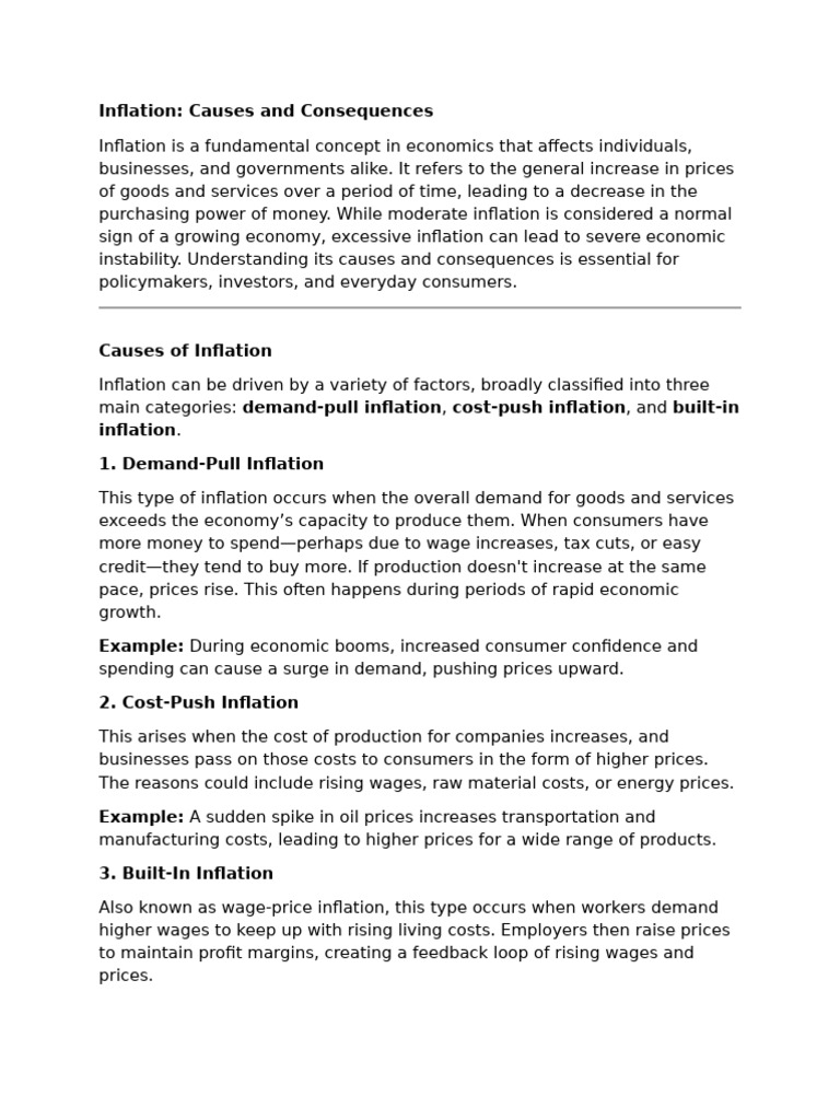 Inflation - Causes and Consequences | PDF | Cost Of Living | Inflation