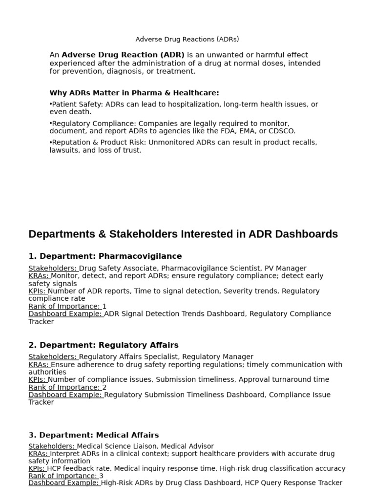 Adverse Drug Reactions (ADRs) | PDF | Pharmacovigilance | Clinical Trial