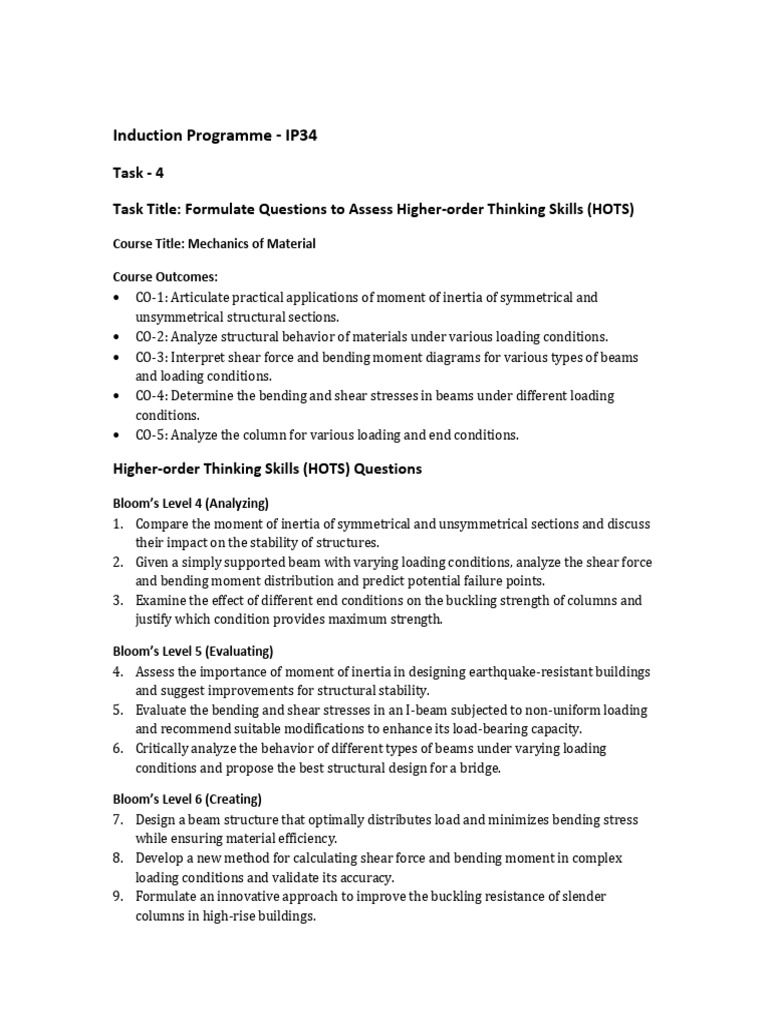 HOTS Questions for Mechanics Course | PDF