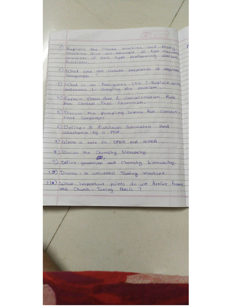 Toc Imp Questions | PDF