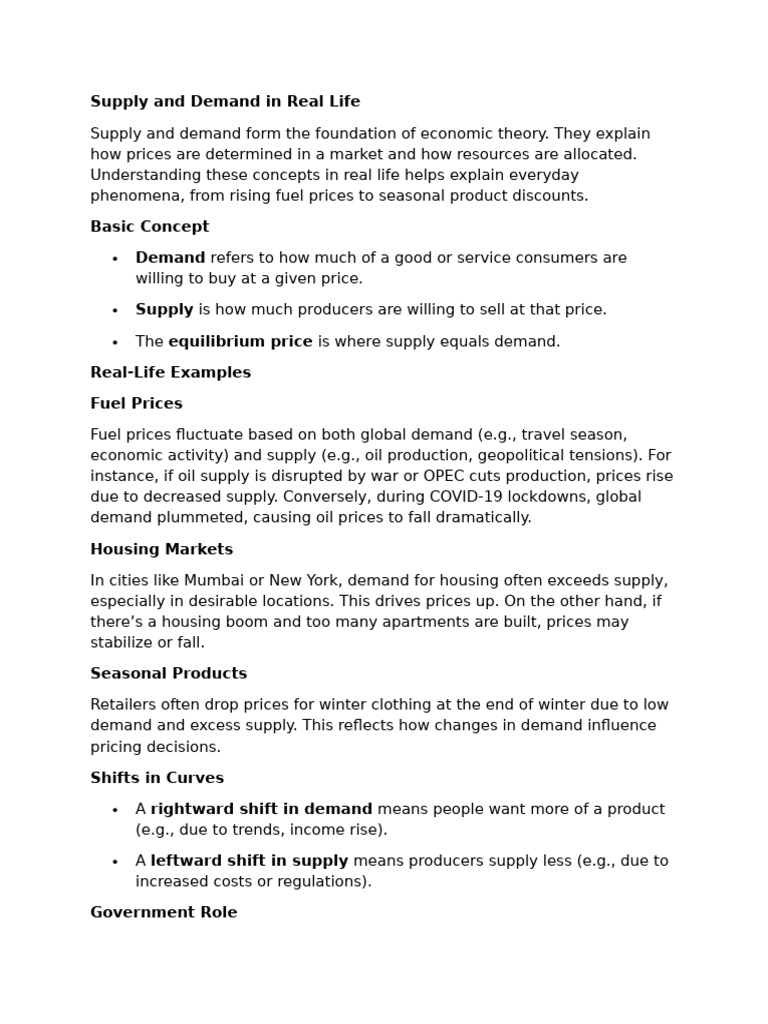 Supply and Demand in Real Life | PDF