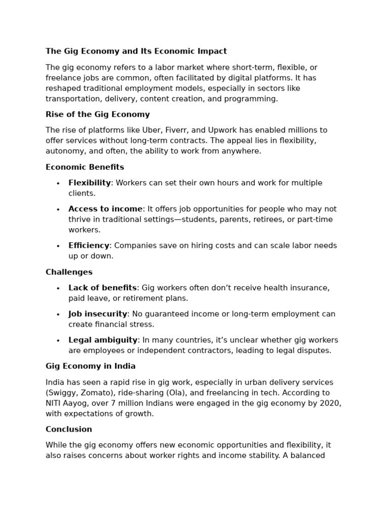 The Gig Economy and Its Economic Impact | PDF