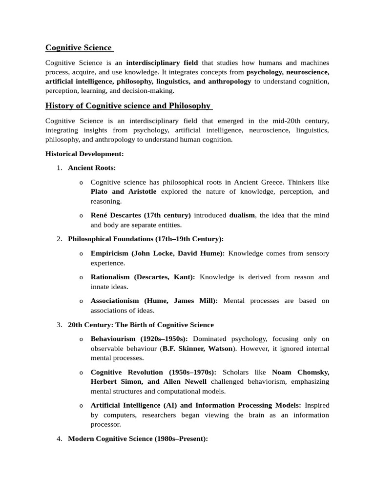 Evolution of Cognitive Science and Philosophy | PDF | Philosophy Of ...