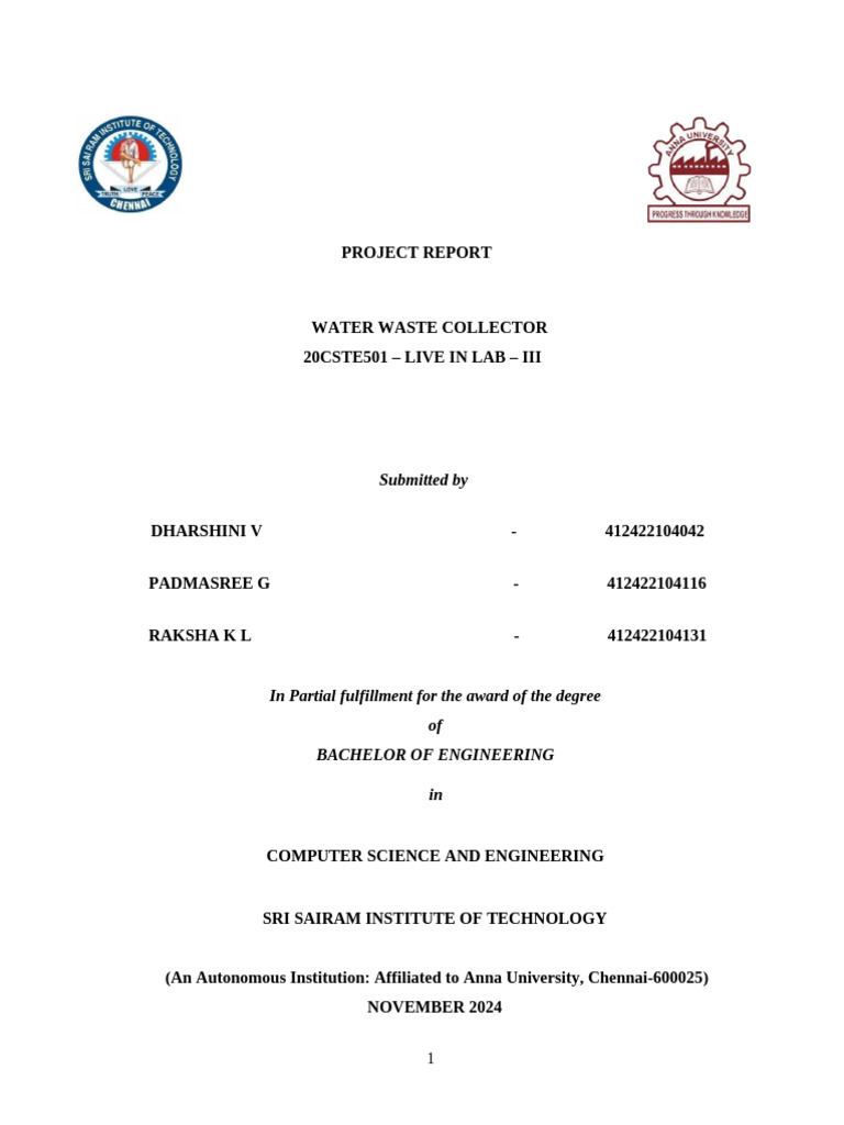 Water Waste Collector (Sem 5) | PDF | Sustainability | Waste