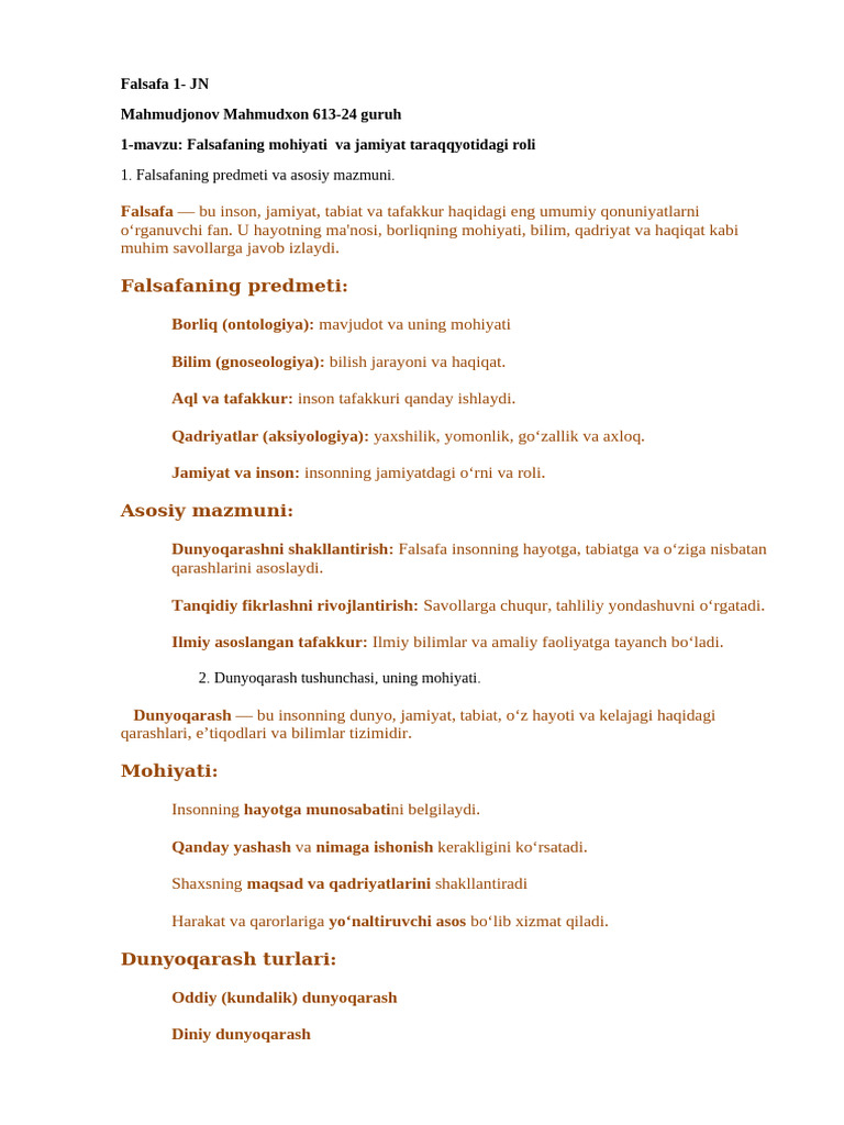 Falsafa 1 JN 2024 | PDF