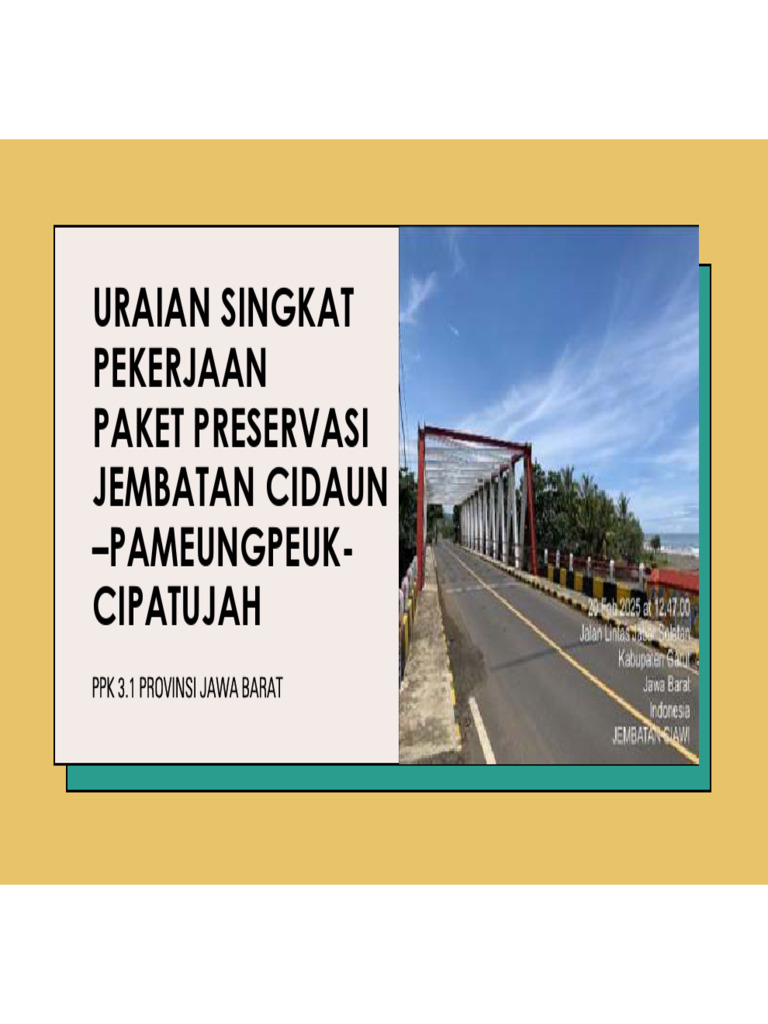 Uraian Singkat Pekerjaan Paket Preservasi JBT CPC | PDF