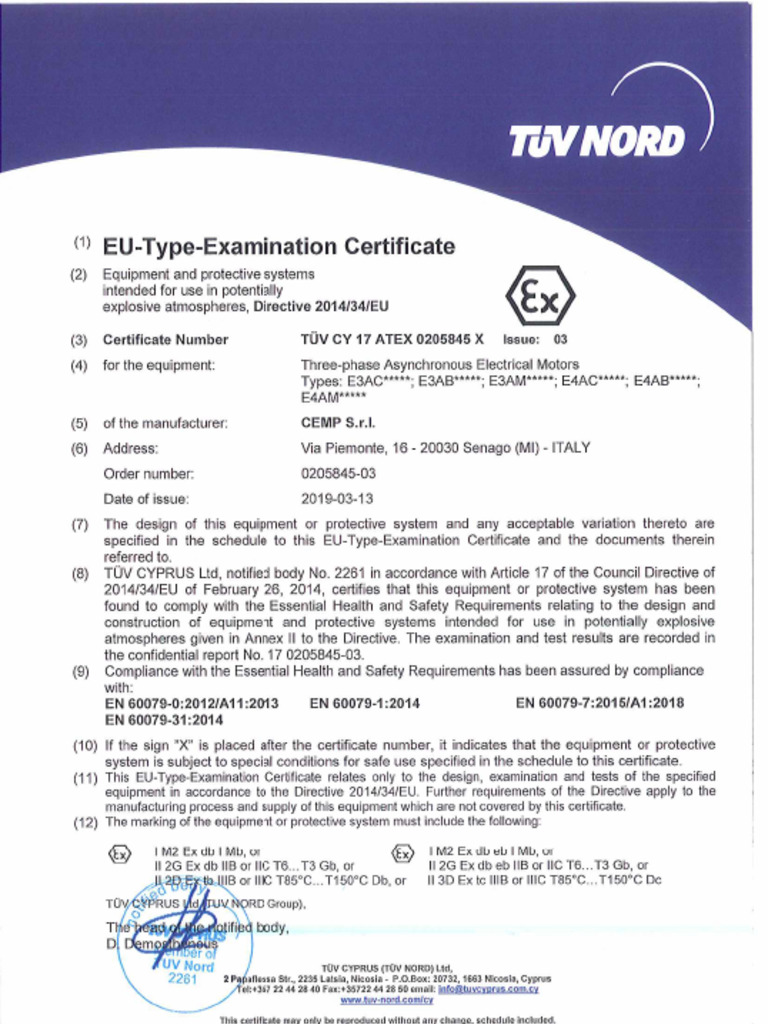 Motor ATEX Certificate | PDF