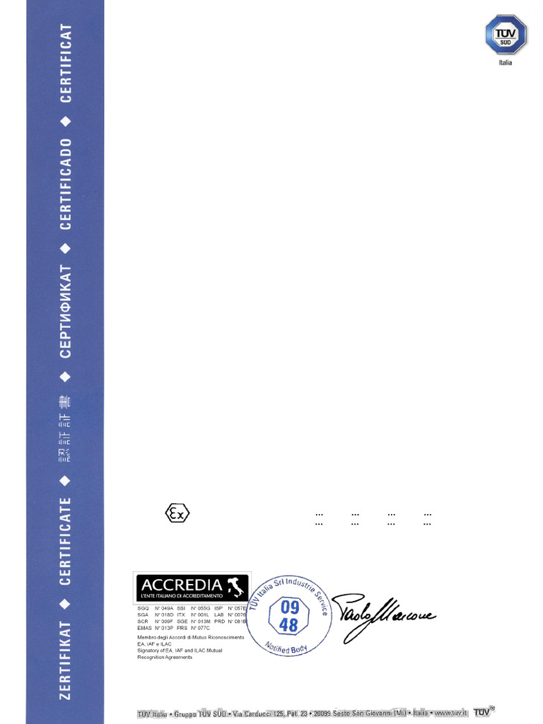 CEMP Motors ATEX Certificate | PDF | Electricity | Electrical Engineering