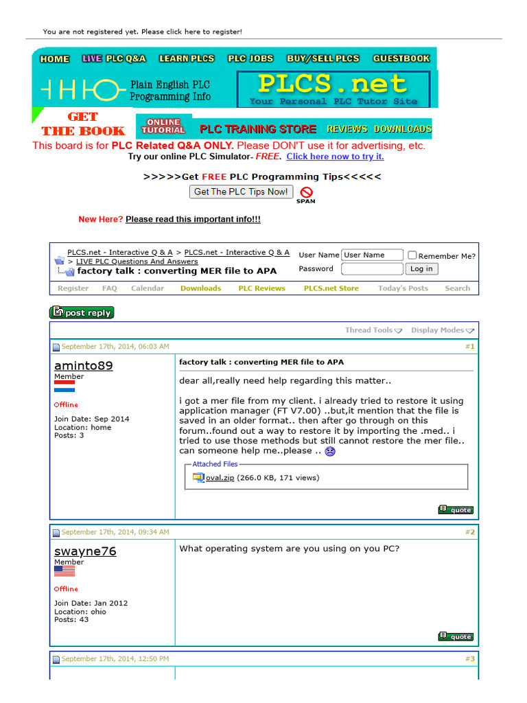 Factory Talk - Converting MER File To APA - PLCS - Net - Interactive Q & A | PDF | Computer File ...