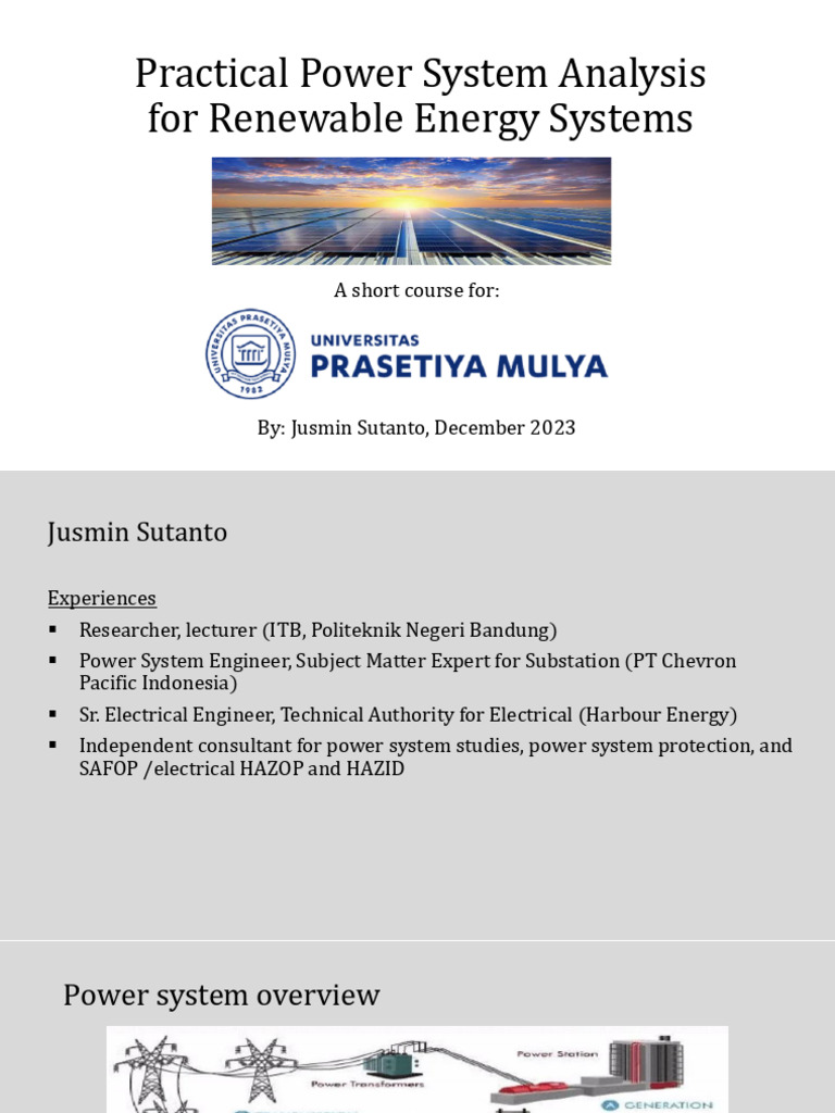 Practical Power System Analysis For Renewable Energy Systems | PDF | Electricity | Electric Power