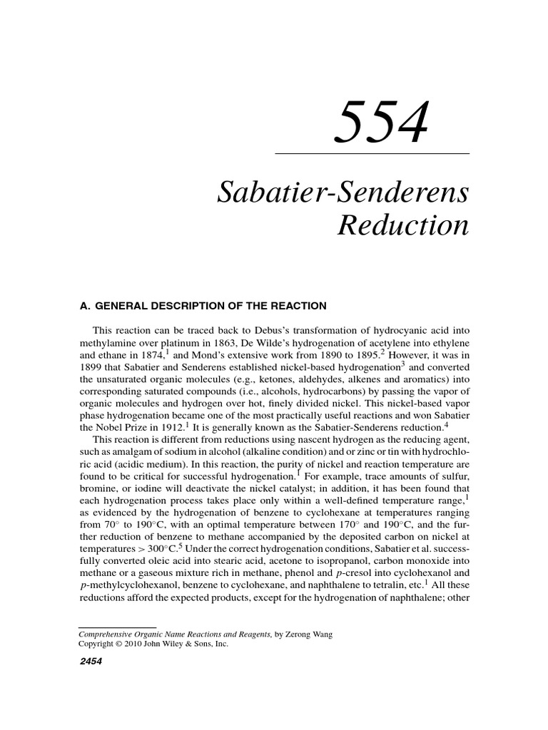 Comprehensive Organic Name Reactions and Reagents - 2010 - Sabatier Senderens Reduction | PDF ...