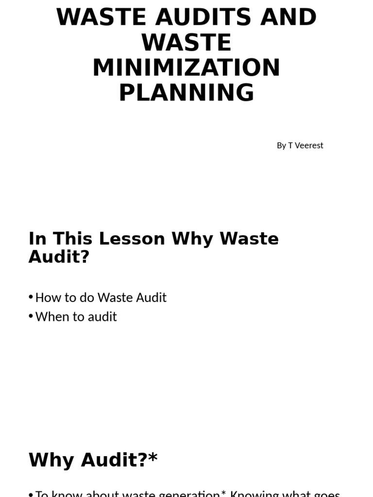 Waste Audits and Waste Minimization Planning | PDF