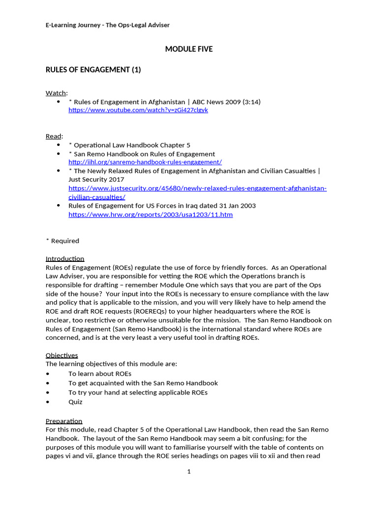 Module 5 - Rules of Engagement | PDF