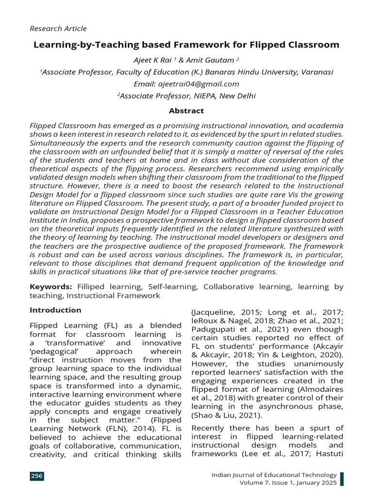 Learning-By-Teaching Based Framework For Flipped Classroom | PDF ...