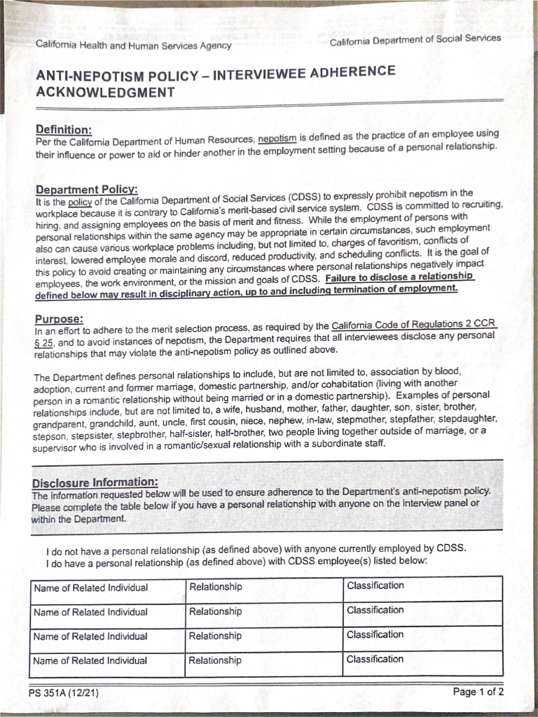 Anti-Nepotism Policy | PDF