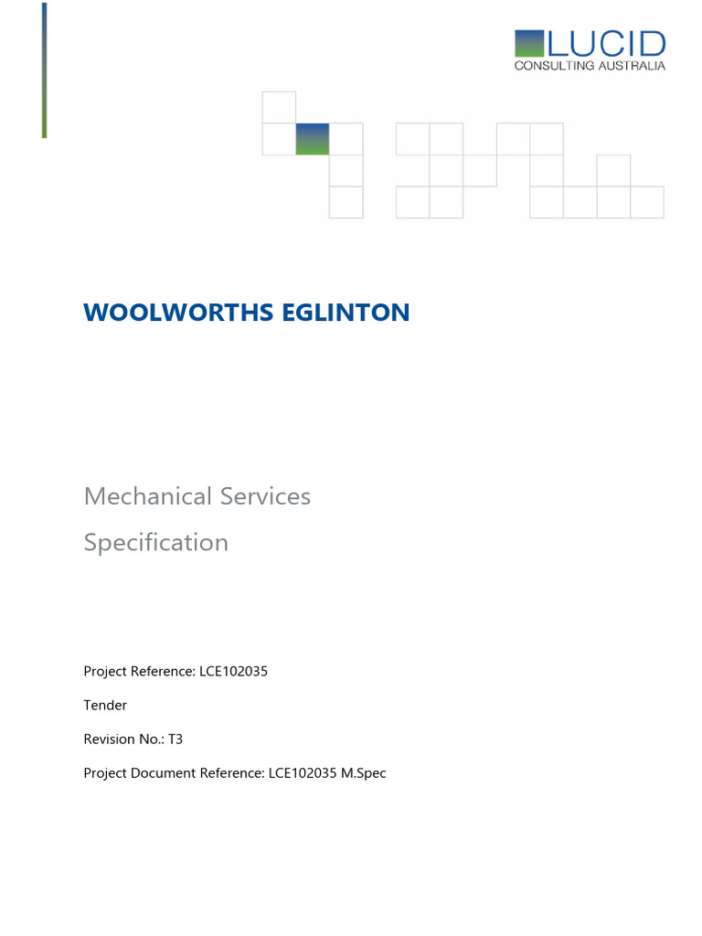 Woolworths Eglinton - Mechanical Specification Rev T3 | PDF | Duct ...