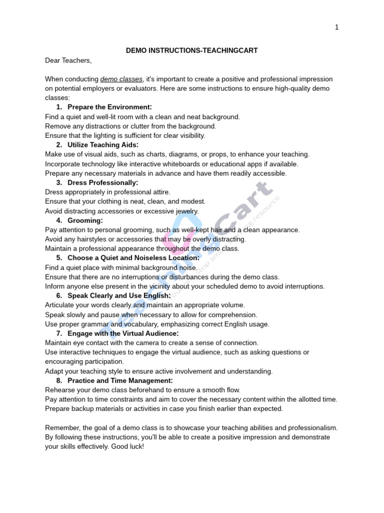 Demo Instructions Teachingcart | PDF | Reading Comprehension | Human ...