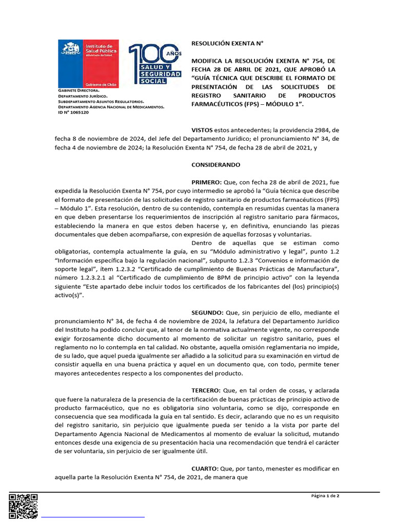 Chile Guidline Module 1 | PDF | Medicamentos con receta | Justicia