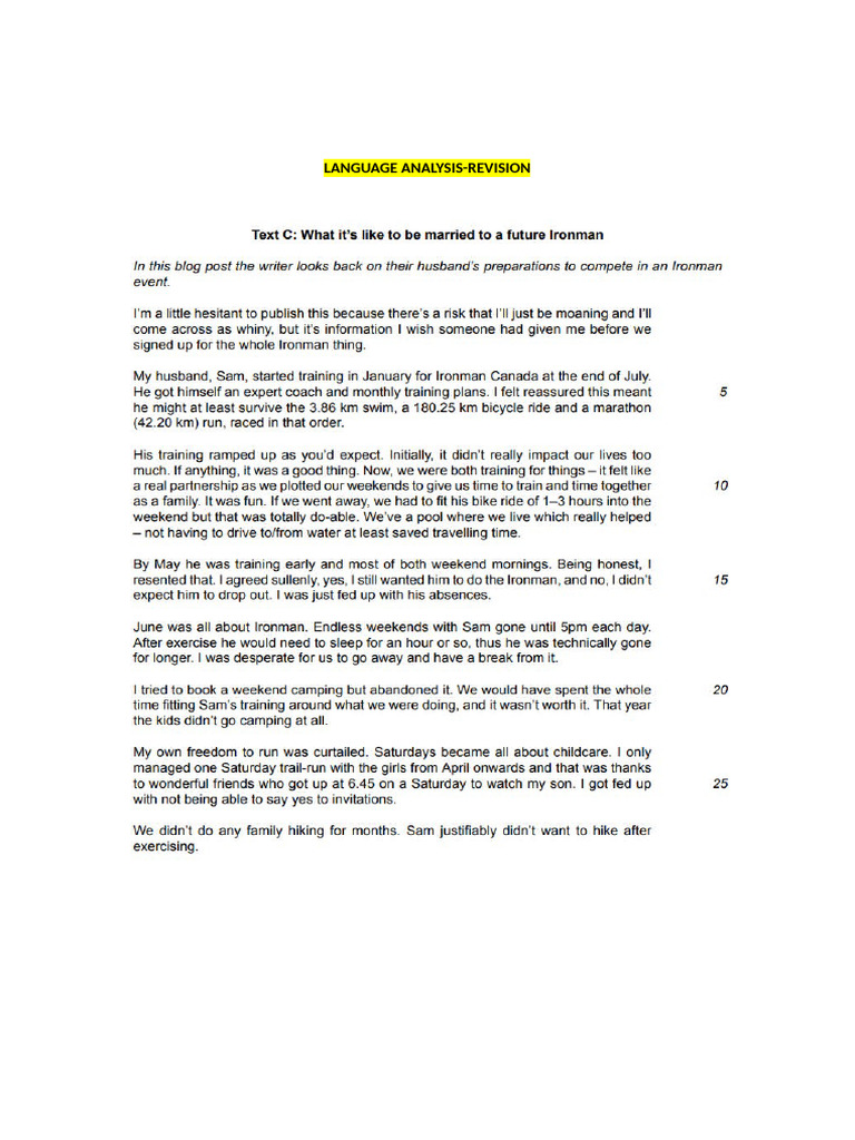 LANGUAGE ANALYSIS-revision With Sample Answer | PDF