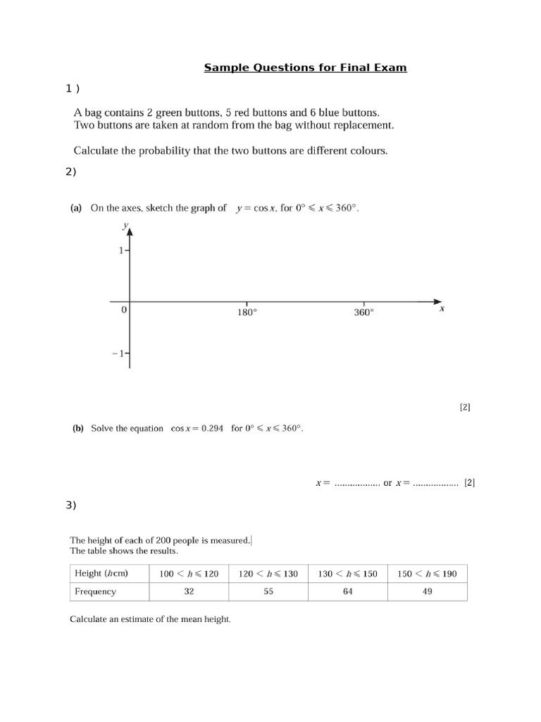 Sample Qns Yr 10 | PDF