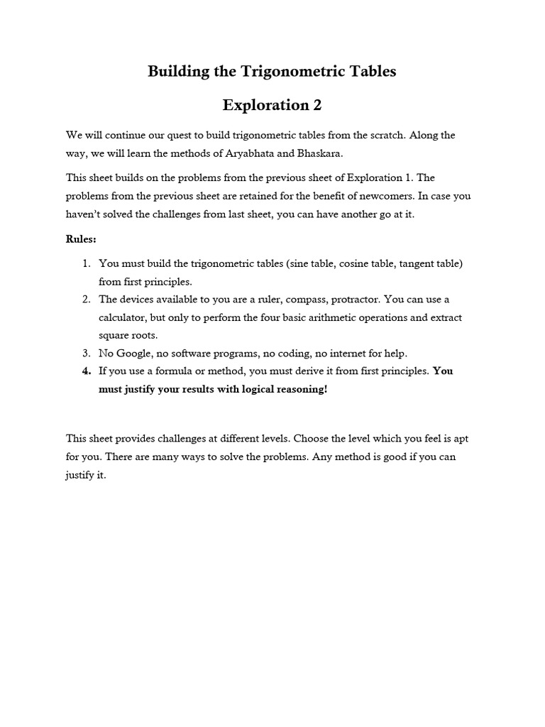 RRI Session 2 Building The Trigonometric Table | PDF | Trigonometric ...