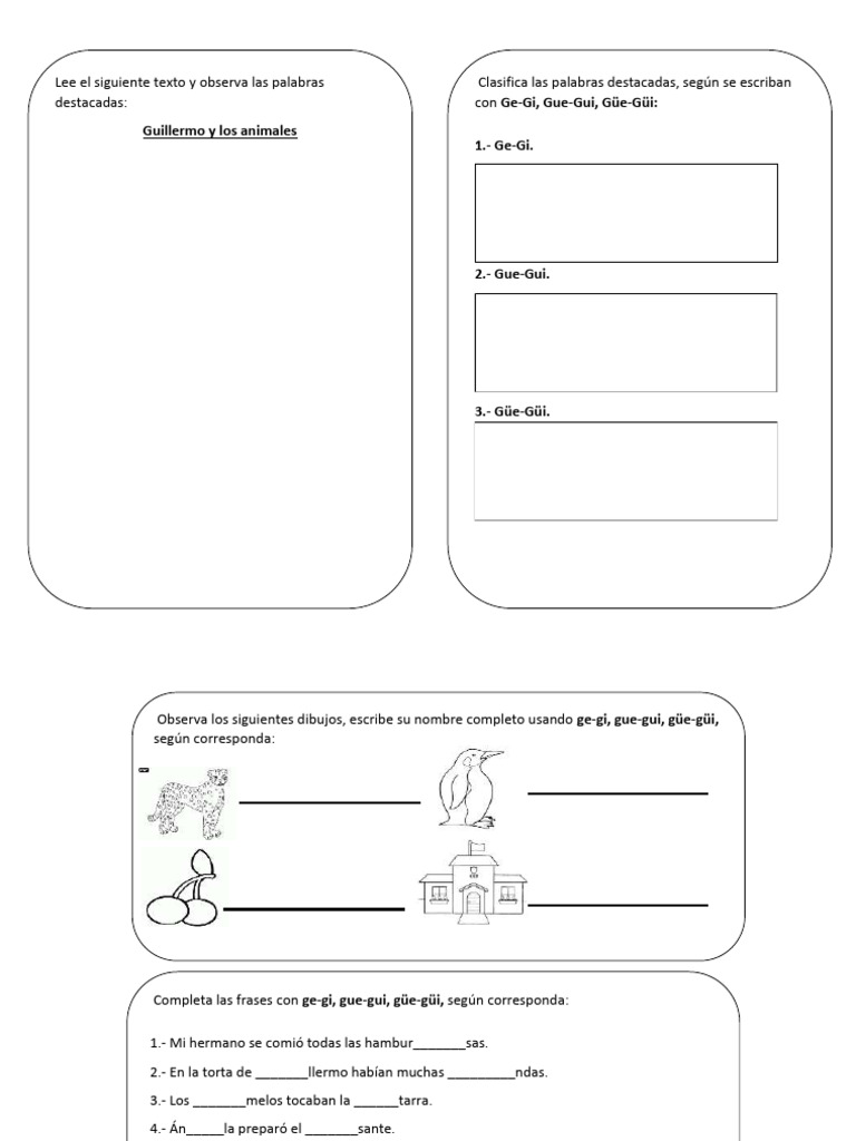 Lenguaje Guia Ge Gi, Gue Gui | PDF