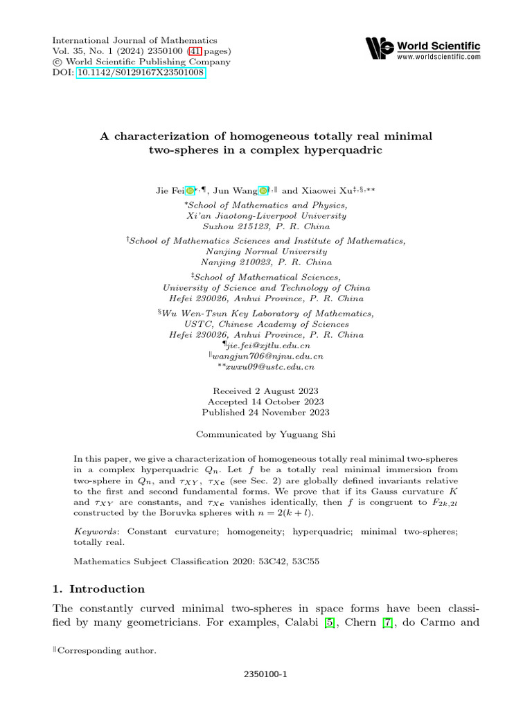 A Characterization of Homogeneous Totally Real Minimal Two-Spheres in A ...