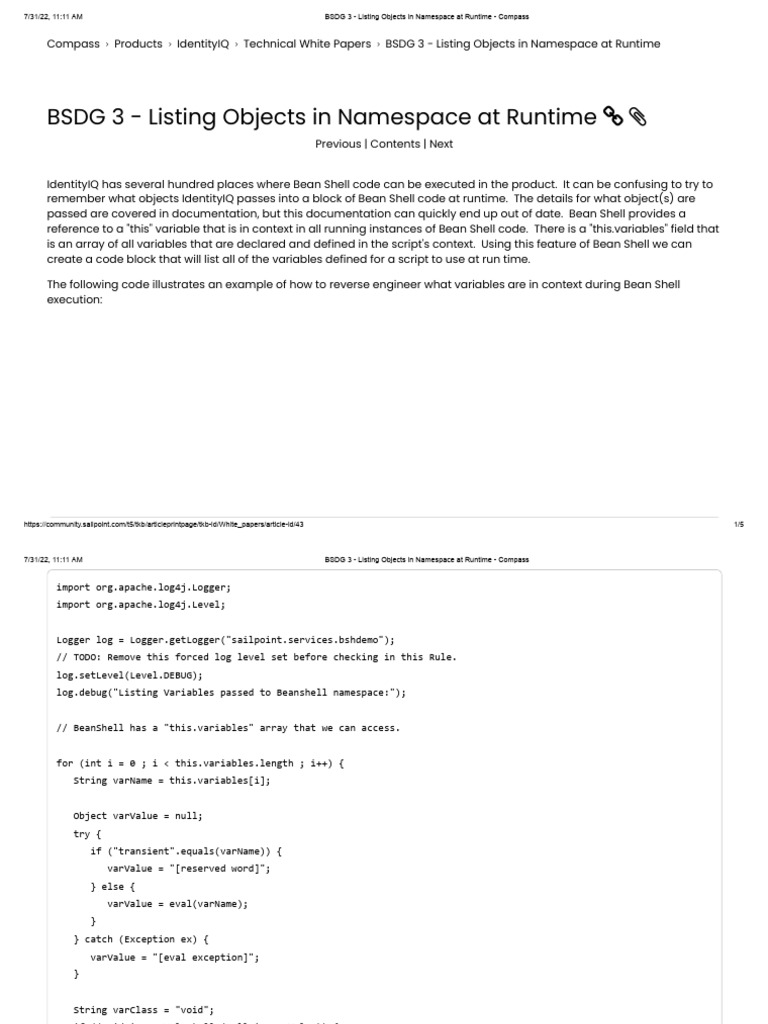 BSDG 3 - Listing Objects in Namespace at Runtime - Compass | PDF | Namespace | Software