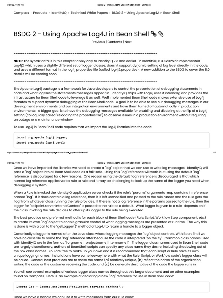 BSDG 2 - Using Apache Log4J in Bean Shell - Compass | PDF | Software | Software Development