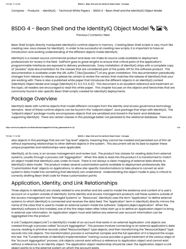 BSDG 4 - Bean Shell and The IdentityIQ Object Model - Compass | PDF | Databases | Relational ...