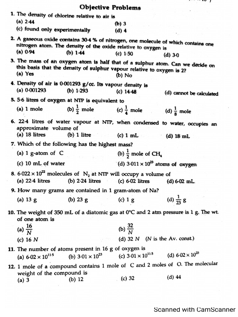 Mole Practice Revision Sheet | PDF