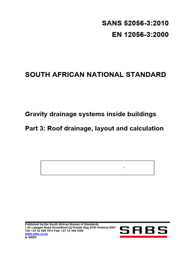 Roof Drainage Design Standards SANS 52056-3 | PDF | Area | Copyright