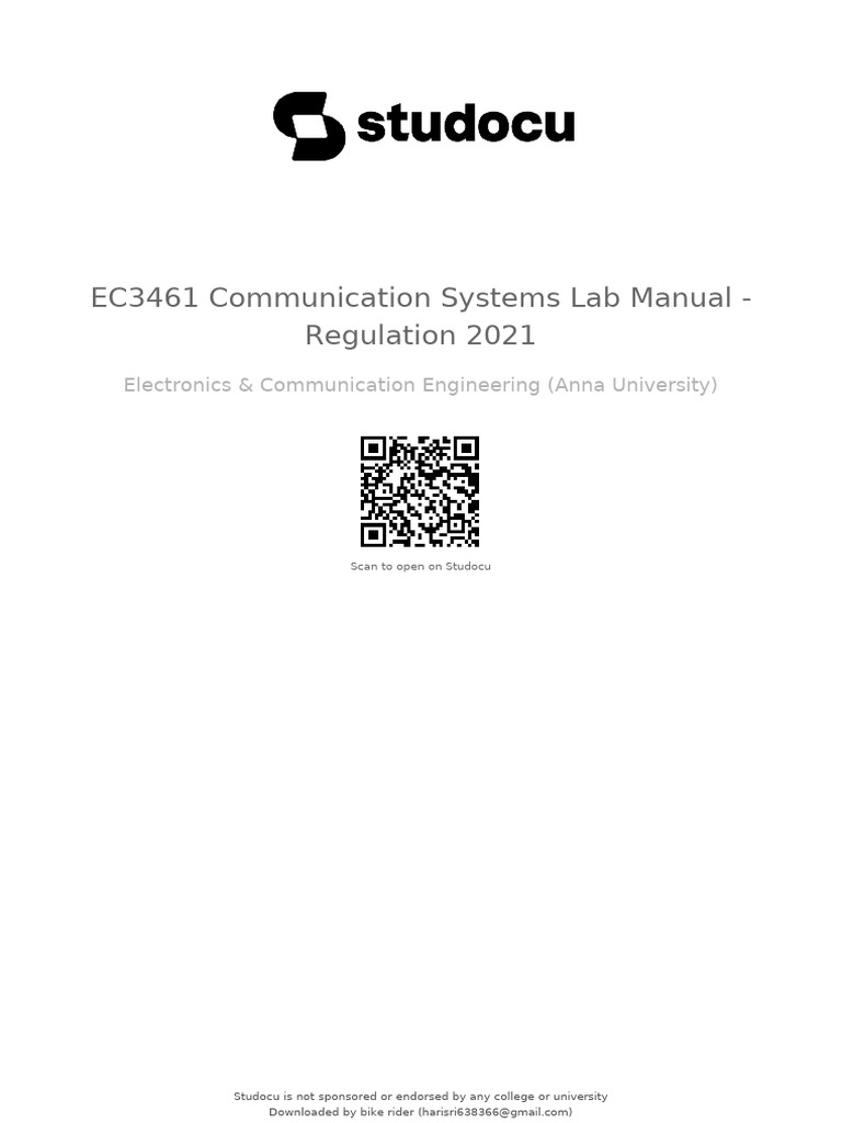 Ec3461 Communication Systems Lab Manual Regulation 2021 | PDF | Modulation | Detector (Radio)