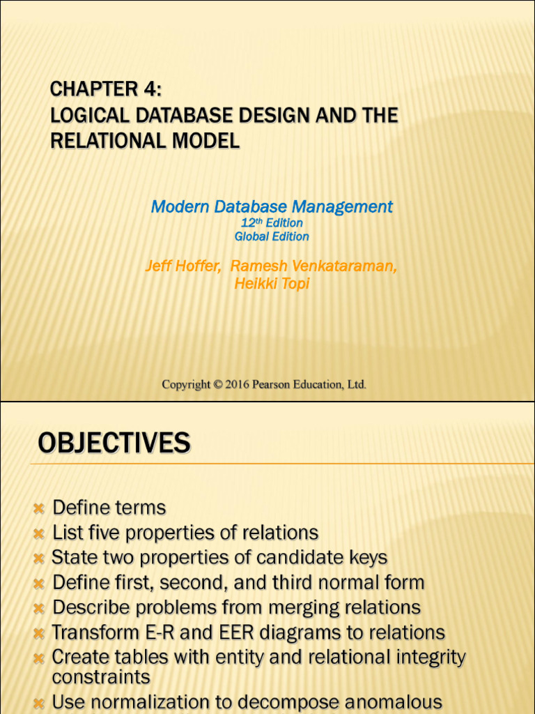 Ch04 - Logical Database Design and The Relational Model | PDF | Relational Database | Computer Data