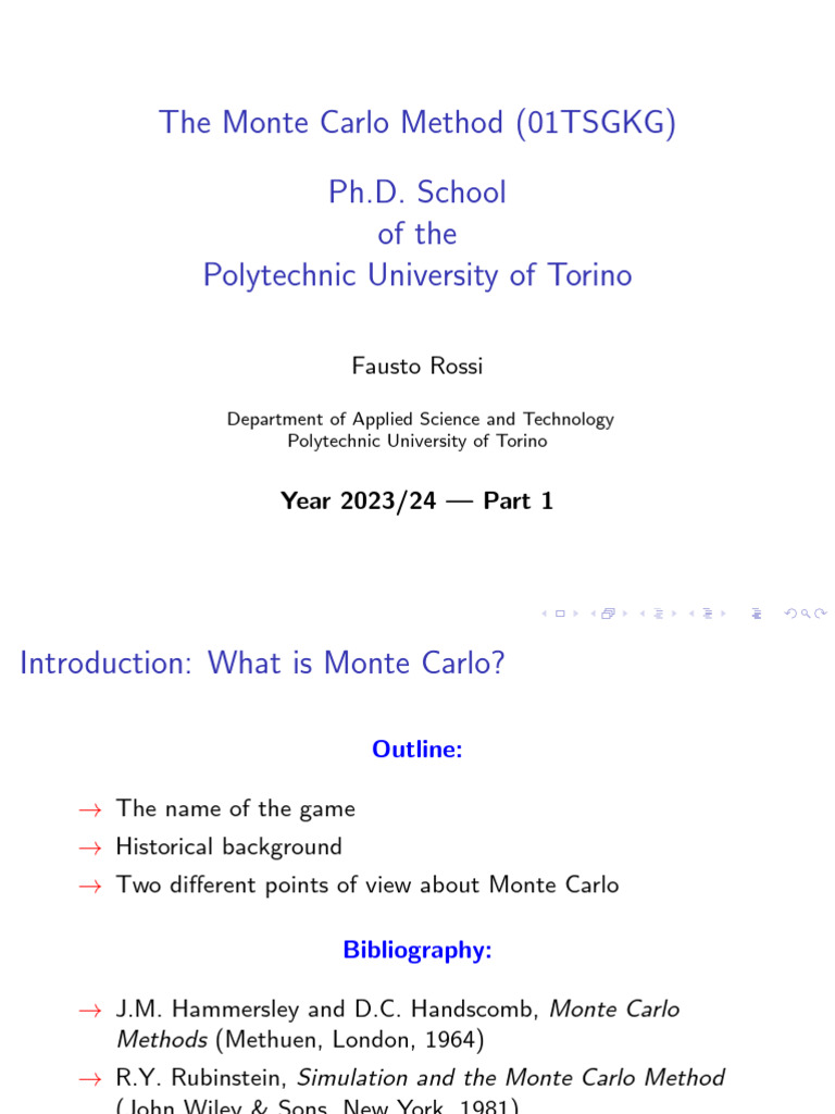 Part 1 | PDF | Monte Carlo Method | Statistical Theory